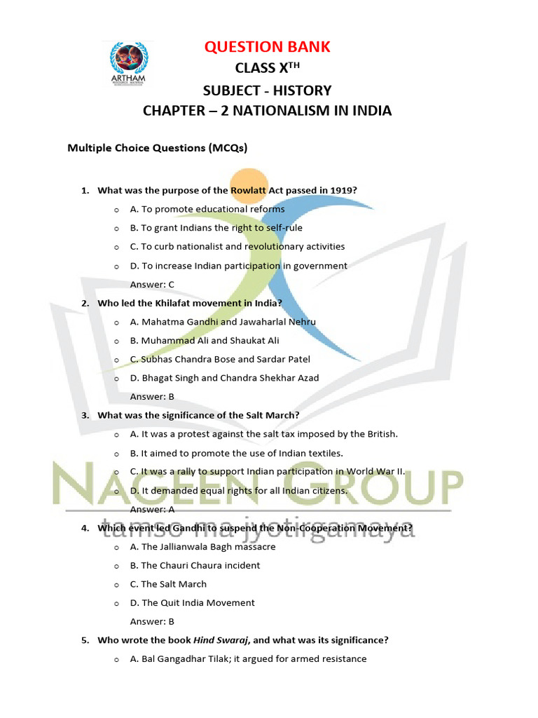 CLAss 10 | PDF | Mahatma Gandhi | Independence Movements