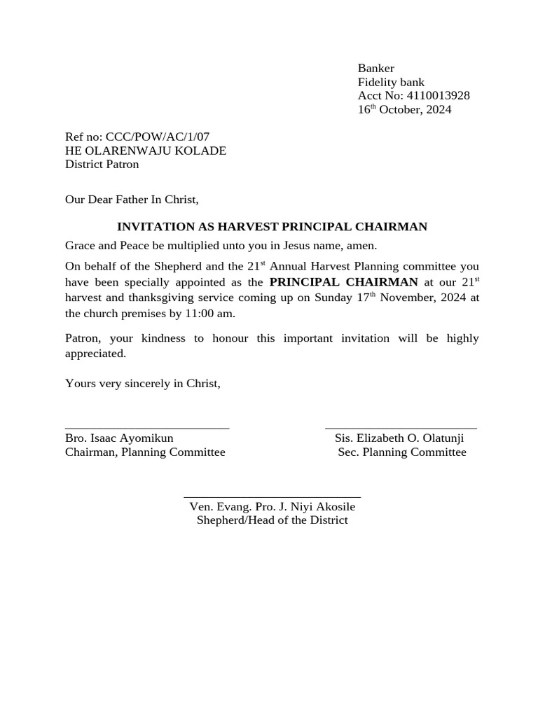 Invitation As Principal Chairman | PDF
