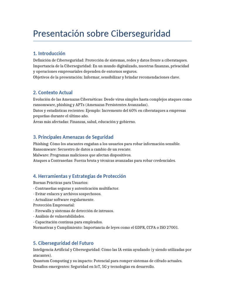 Presentacion Ciberseguridad | PDF