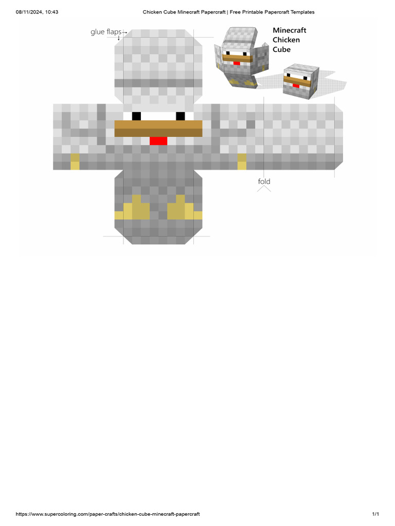 Chicken Cube Minecraft Papercraft - Free Printable Papercraft Templates ...