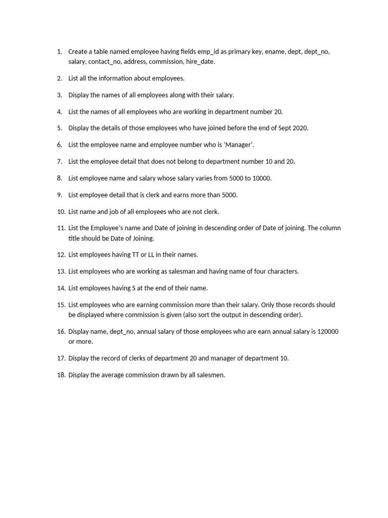 SQL Practical Ques | PDF