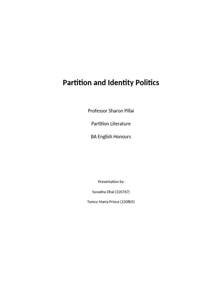 Partition and Identity Politics presentation | PDF | Identity (Social ...