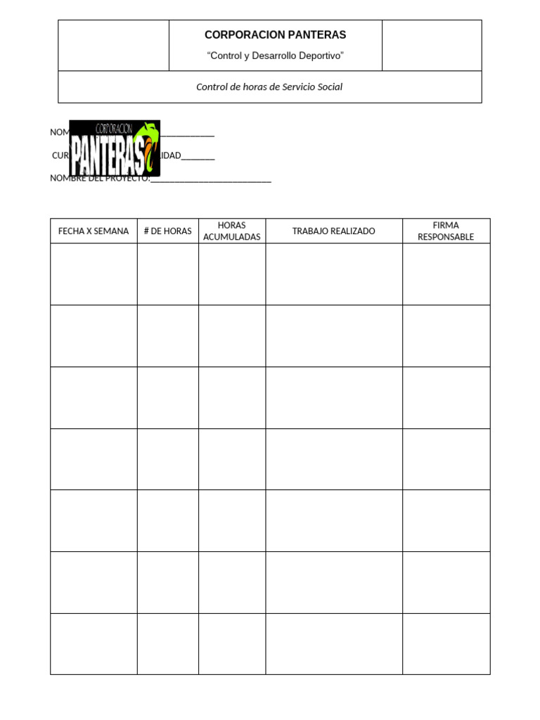 Registro de Horas de Servicio Social | PDF