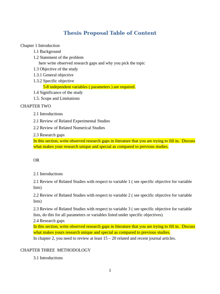 TOC - Thesis Proposal | PDF