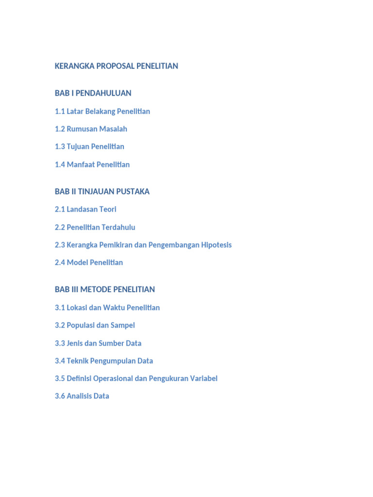 Kerangka Proposal Penelitian | PDF