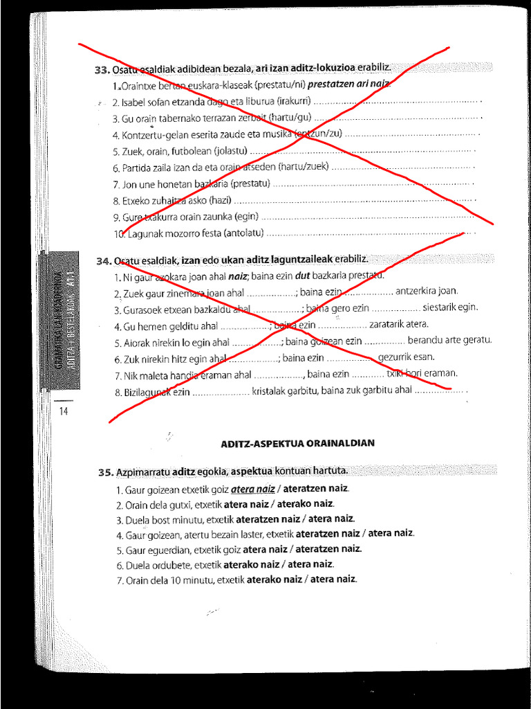 Aditz Aspektua Ariketak 1 | PDF