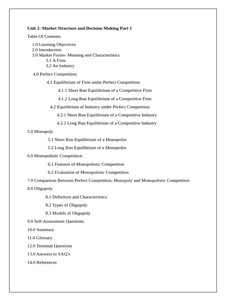 Managerial Economics Unit 2 | PDF | Oligopoly | Economic Equilibrium