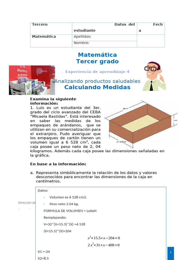 MAT3 EA4 Act 1 Calculando Medidas | PDF | Ecuaciones | Matemáticas