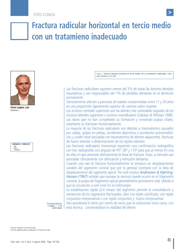 Fractura Radicular Horizontal: Tratamiento y Resultados | PDF | Ramas ...