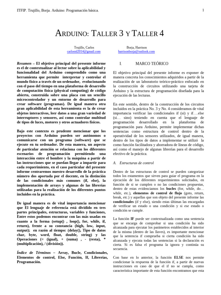 INFORME SENSORES primer corte | PDF | Arduino | Programación de computadoras