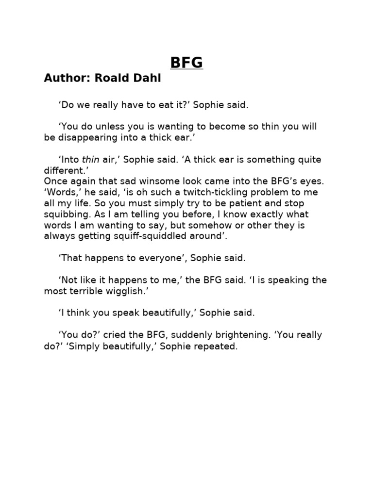 The BFG: A Conversation on Words | PDF
