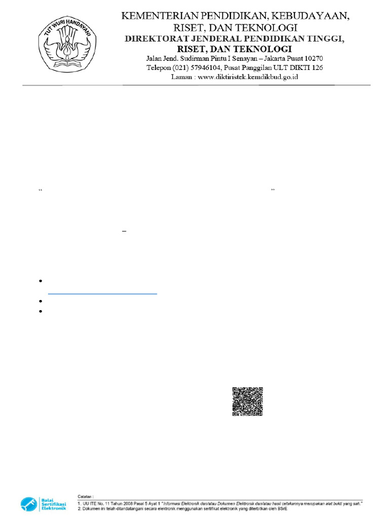 Surat Undangan Peserta SINTA Talk | PDF