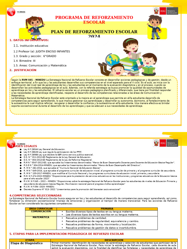 Estrategia de Refuerzo Escolar 2024 | PDF | Números | Evaluación