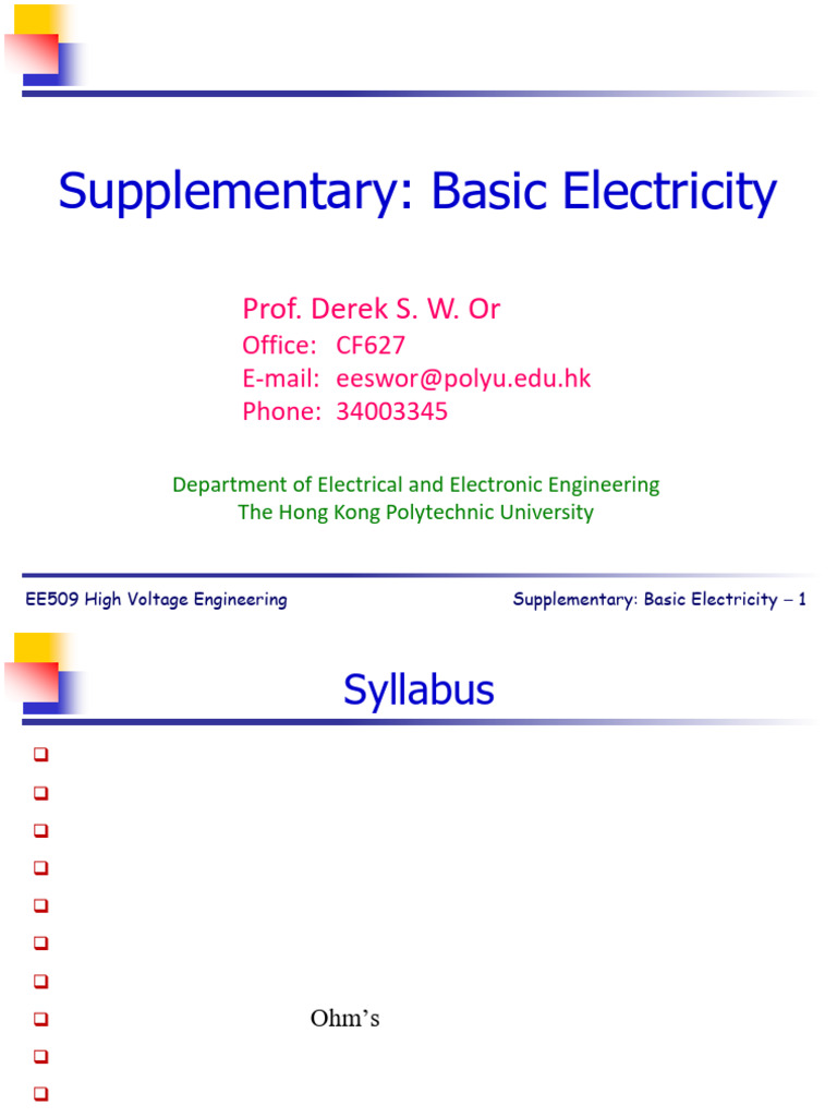 01b Supplementary - Basic Electricity | PDF | Electric Current | Atoms