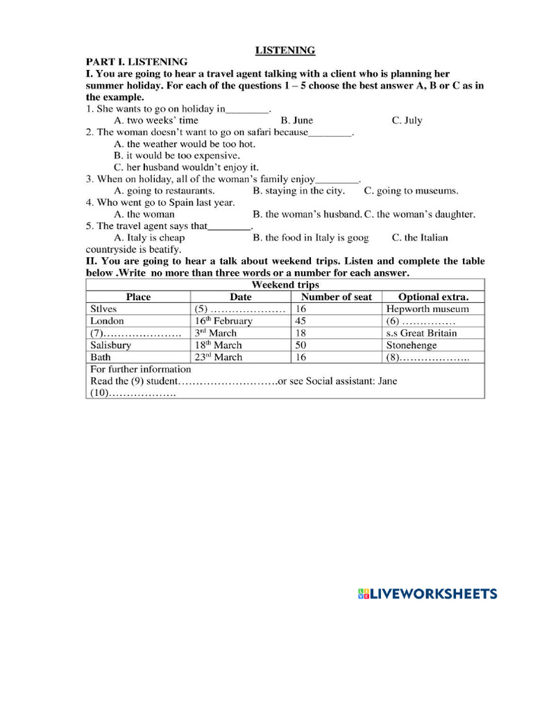 Worksheet 7208261 | PDF