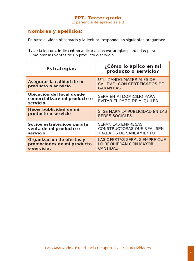Actividad ESTRATEGIAS EPT3 | PDF