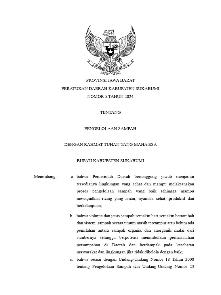 Raperda - Pengelolaan Sampah | PDF