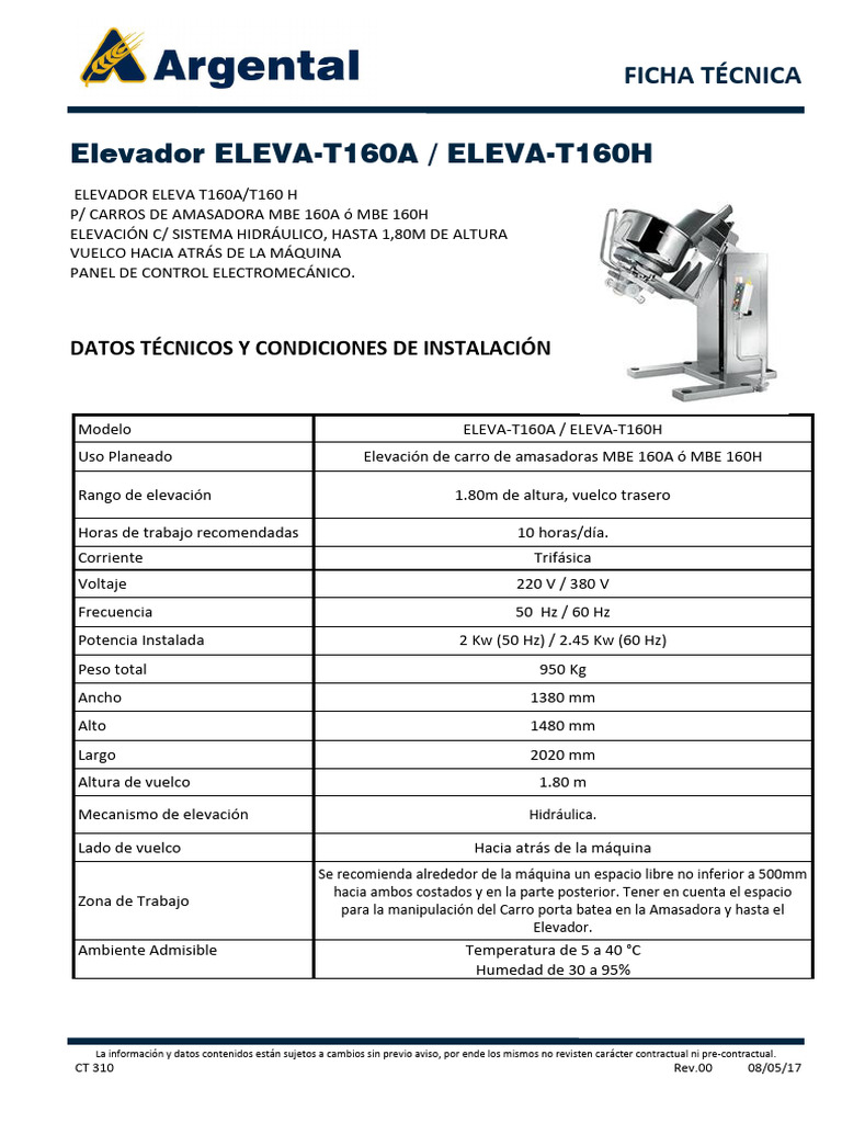 Elevador Hidráulico ELEVA-T160A/H | PDF