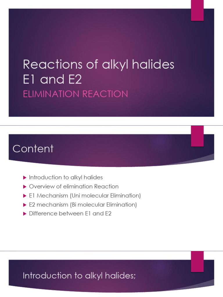 Elimination Reaction E1 and E2 | PDF | Chemical Reactions | Alkene