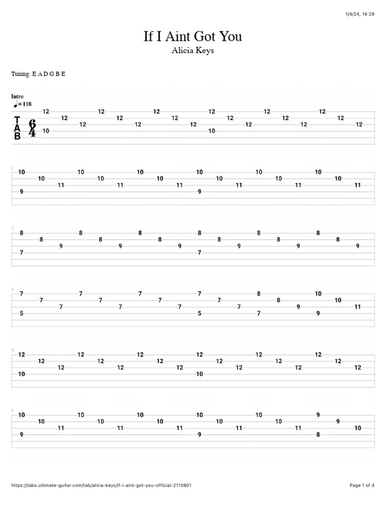 IF I AINT GOT YOU OFFICIAL by Alicia Keys @ Ultimate-Guitar | PDF