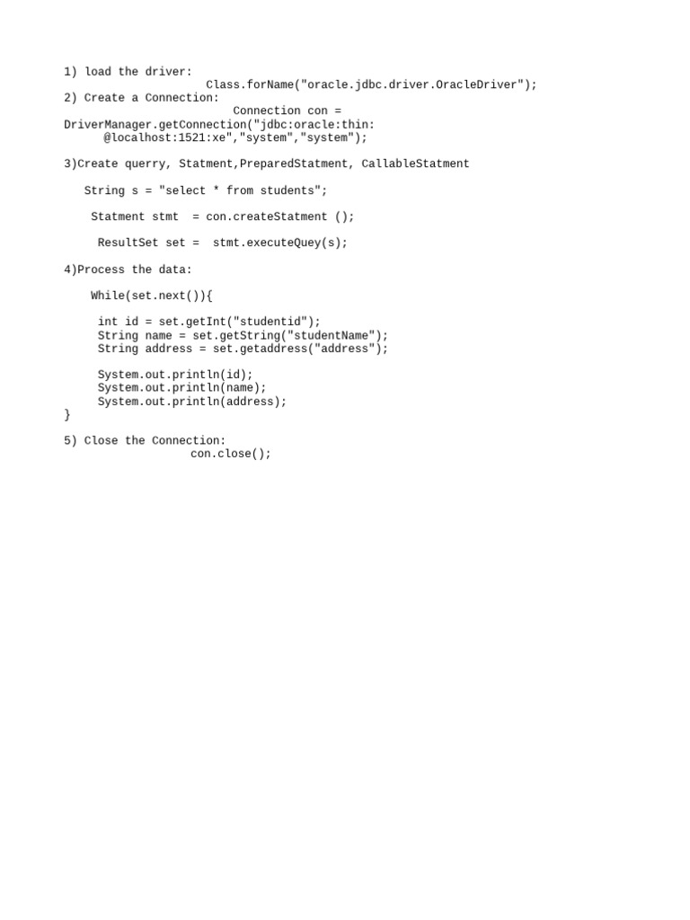 Java JDBC Oracle Database Example | PDF