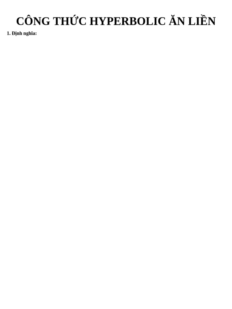 Công Thức Hyberbolic Ăn Liền (Đã Đủ Chín) (Chưa Làm) | PDF