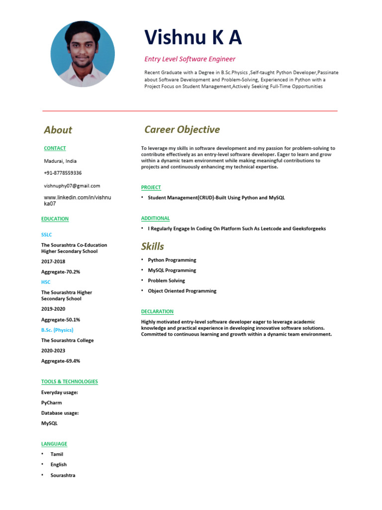 Vishnu Resume Apna | PDF