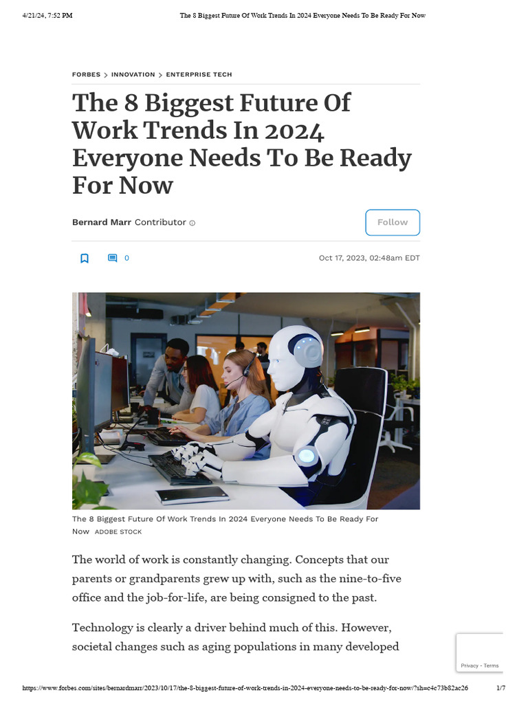 The 8 Biggest Future Of Work Trends In 2024 Everyone Needs To Be Ready For Now | PDF ...