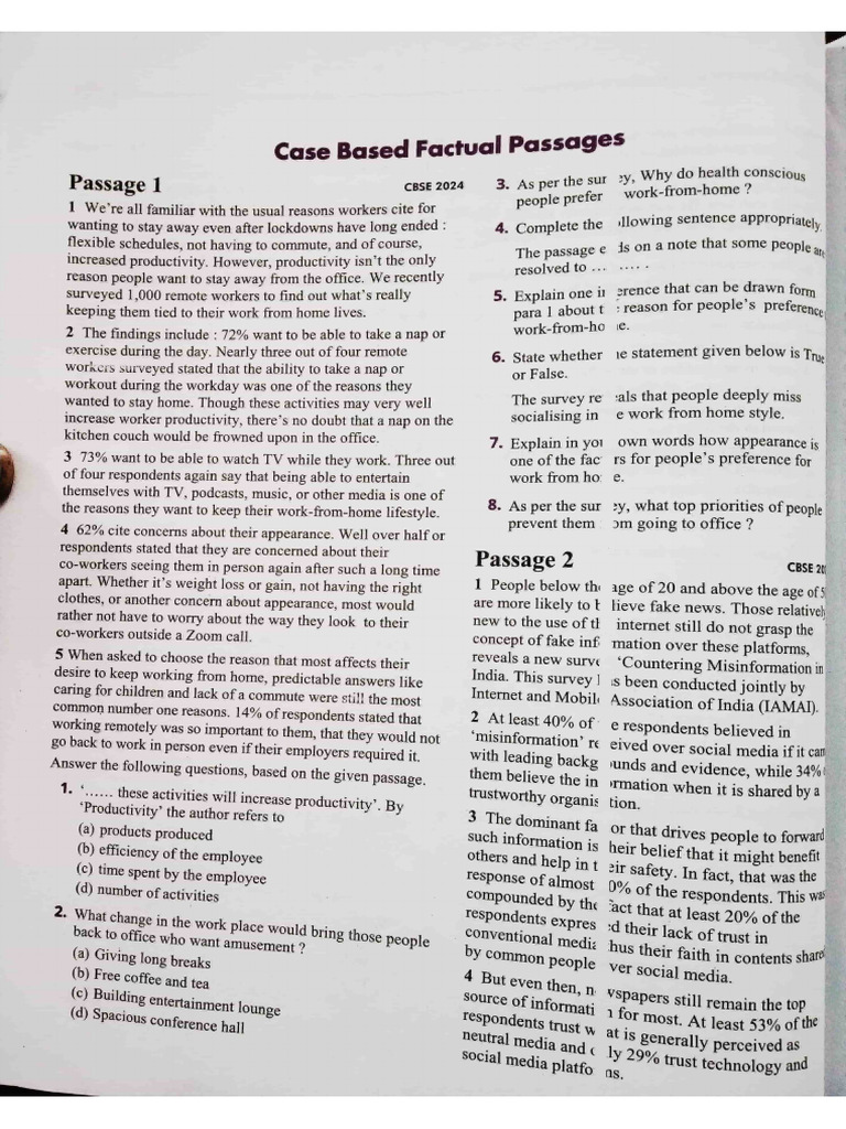 Unseen Passage Case Based | PDF