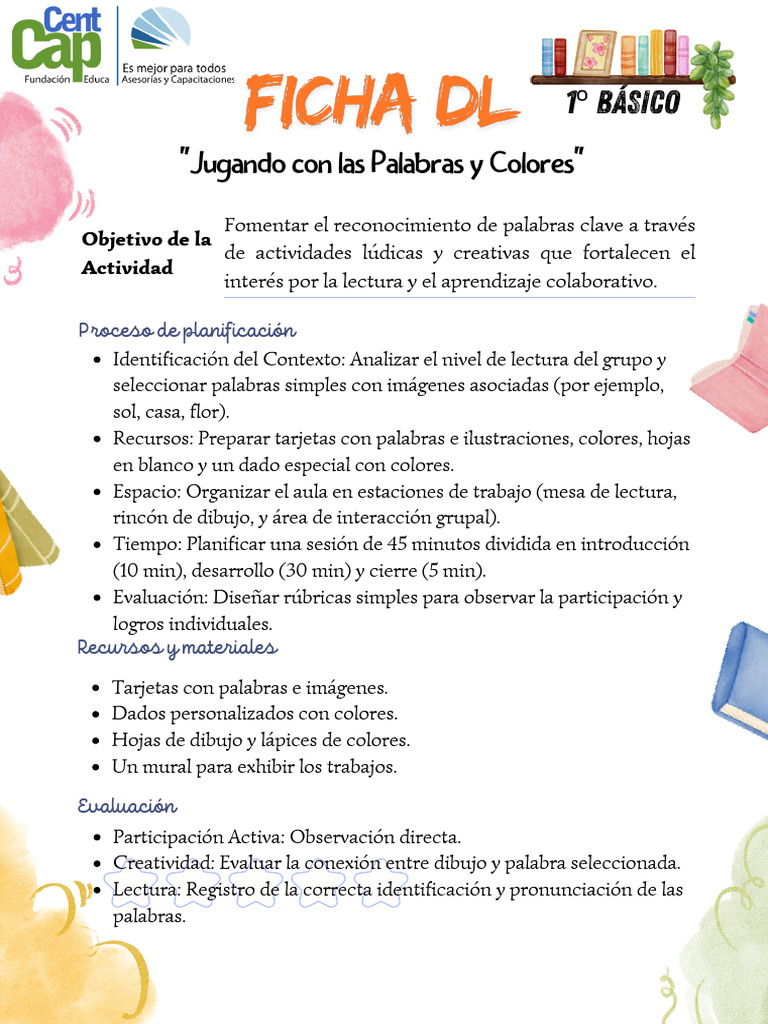 Fichas DL 1º: "Jugando con las Palabras y Colores" | PDF