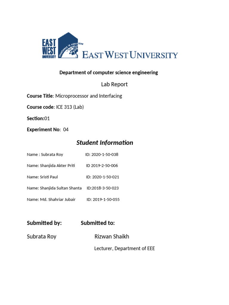 ICE 313 Lab-4 (Subrata Roy) | PDF
