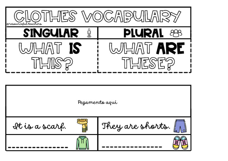 Clothes Vocabulary: Singular & Plural | PDF
