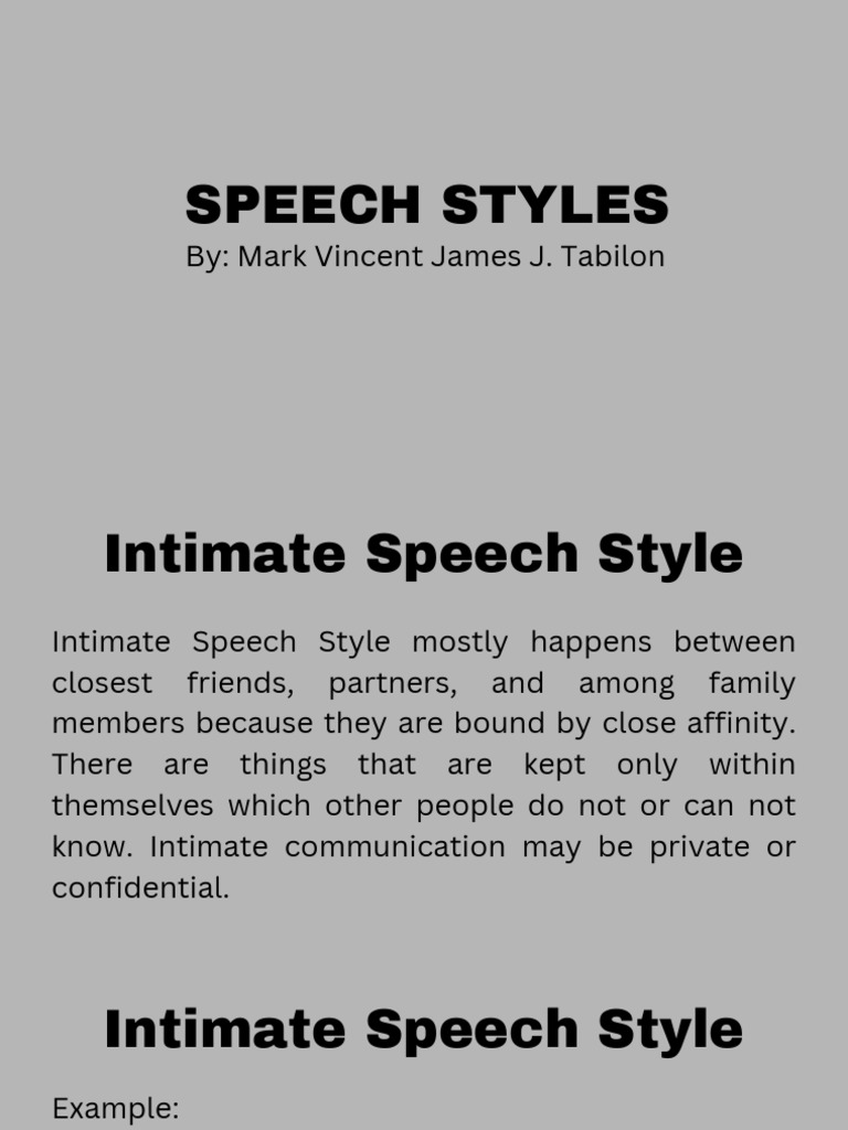 3 Speech Styles | PDF