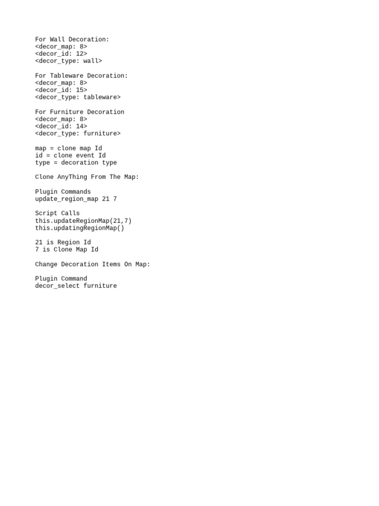 Buid Decor Ex Commands | PDF Buid Decor Ex Commands | PDF