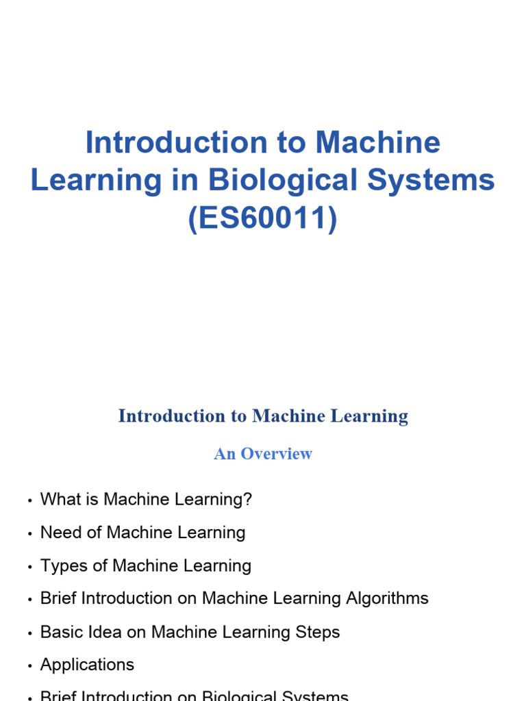 Lecture 01 | PDF | Machine Learning | Systems Biology
