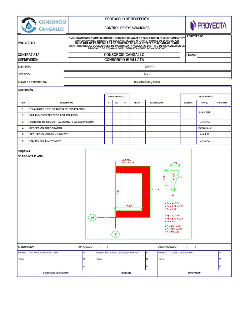 Protocolo Excavacion Excavación - Rev00 | PDF | Alcantarillado | Suministro de agua