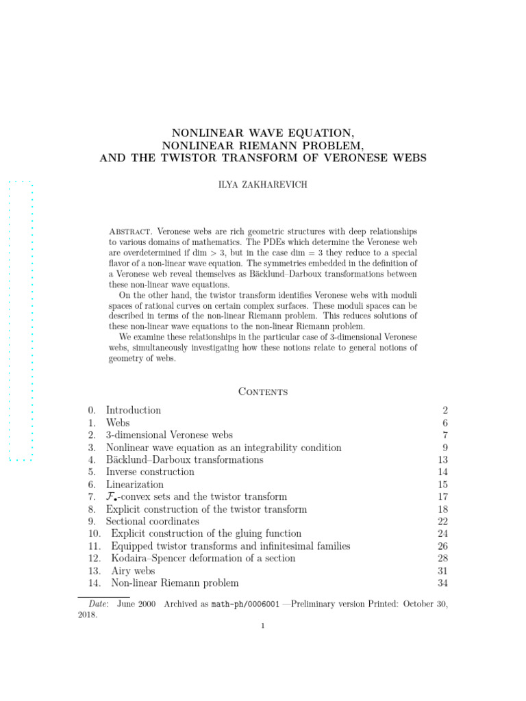 Nonlinear Wave Equation, Nonlinear Riemann Problem, and The Twistor ...