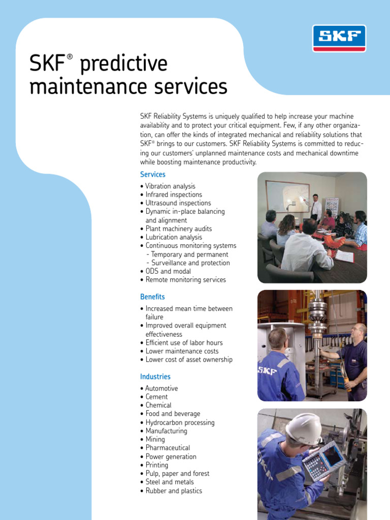 SKF Predictive Maintenance Services Capabilities Brochure | PDF | Reliability Engineering ...