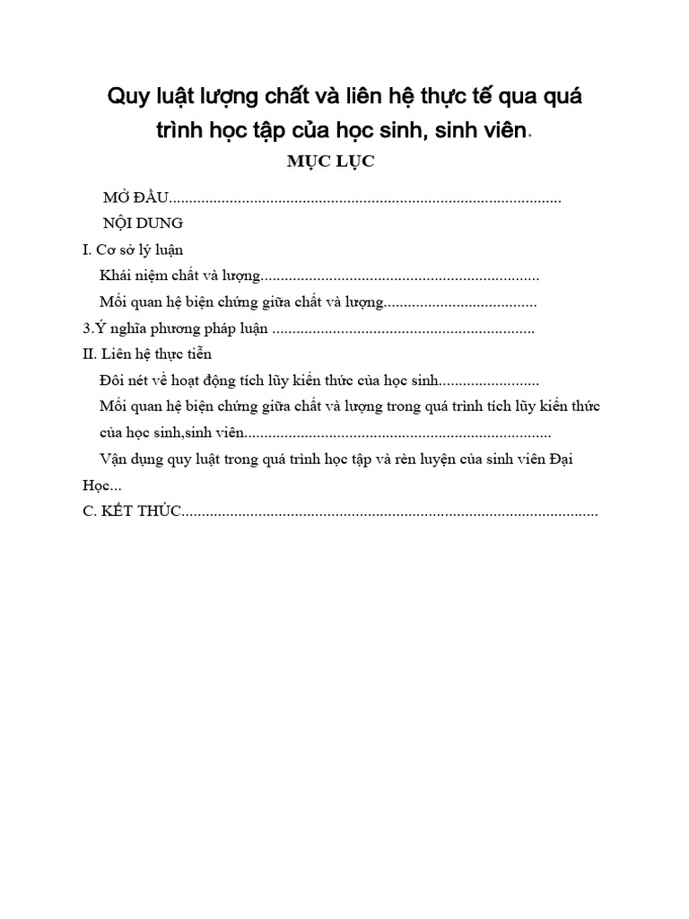 Tieu Luan Quy Luat Luong Chat Va Lien He Thuc Te Qua Qua Trinh Hoc Tap 70888 | PDF