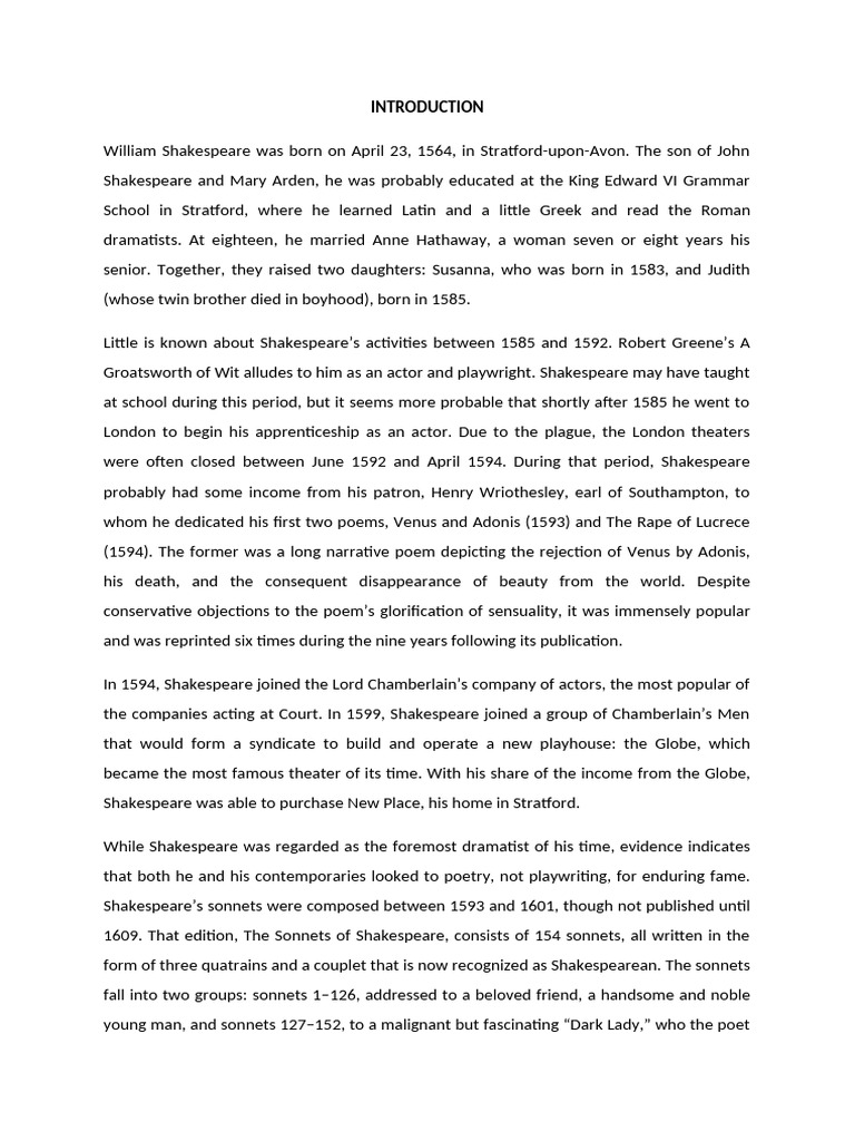 William Shakespeare Was Born On April 236 | PDF | William Shakespeare ...