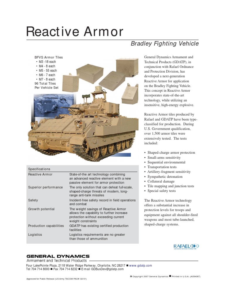 General Dynamics - Reactive Armor Bradley Fighting Vehicle | PDF ...