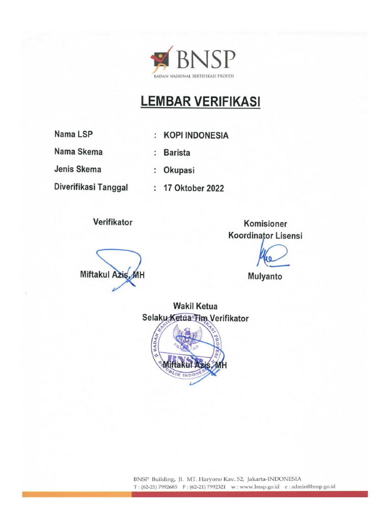 MASTER-SKEMA-BARISTA-33-UNIT | PDF