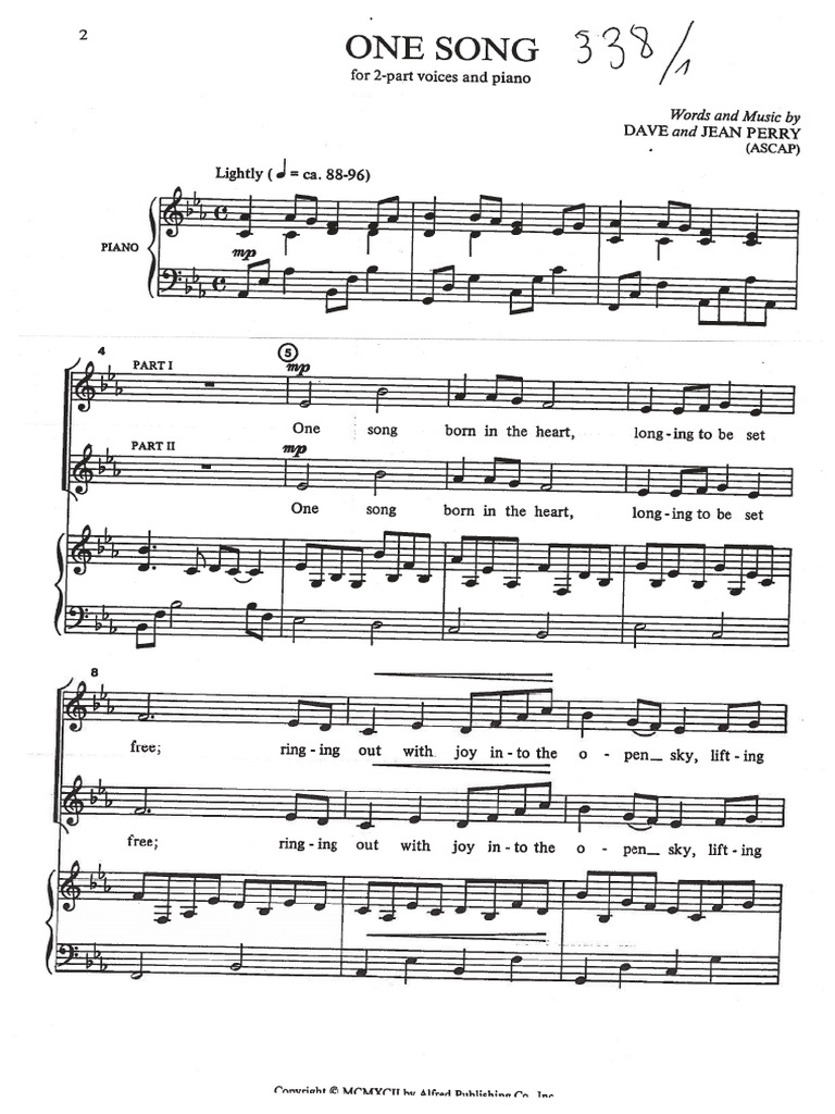One Song - Dave en Jean Perry | PDF