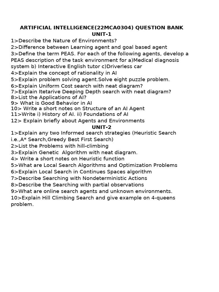 ARTIFICIAL INTELLIGENCE_QB_MID1 | PDF