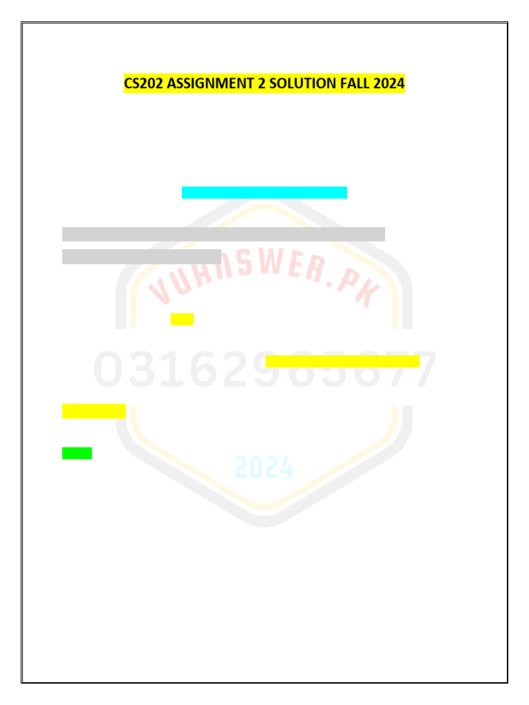 CS202 Assignment 2 Solution Fall 2024 | PDF | Computer Programming | World Wide Web