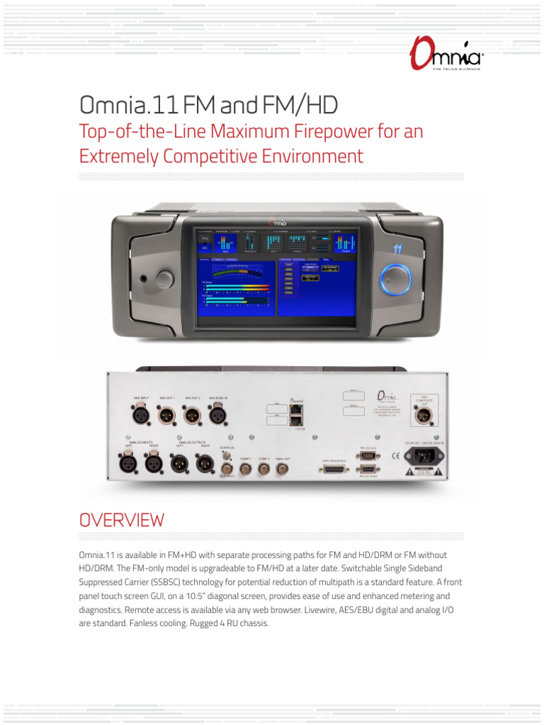 Omnia11audioprocessorbrochure c1831 73634 | PDF | Analog To Digital ...