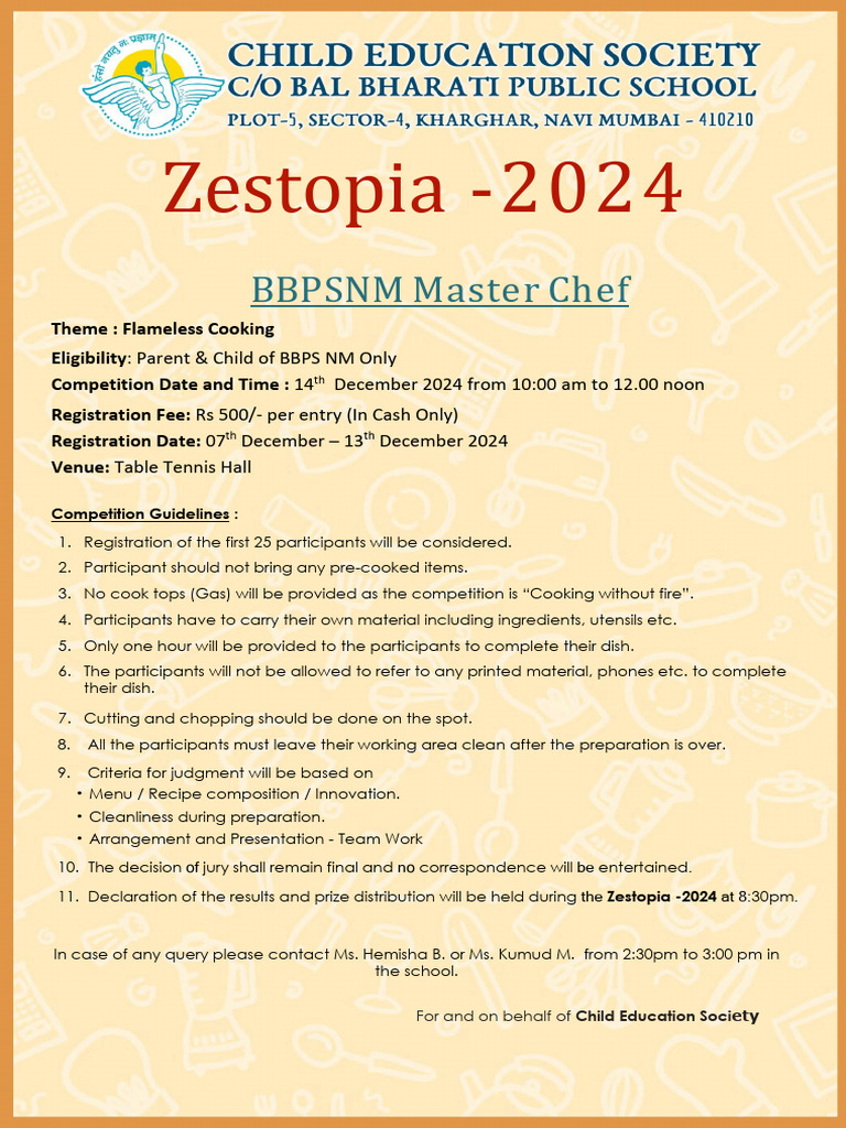 BBPSNM Flameless Cooking Contest 2024 | PDF