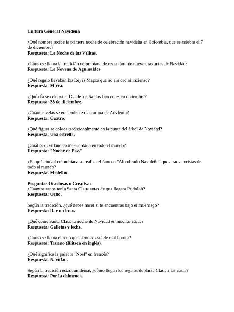 Preguntas Divertidas sobre la Navidad | PDF | Navidad | Papá Noel