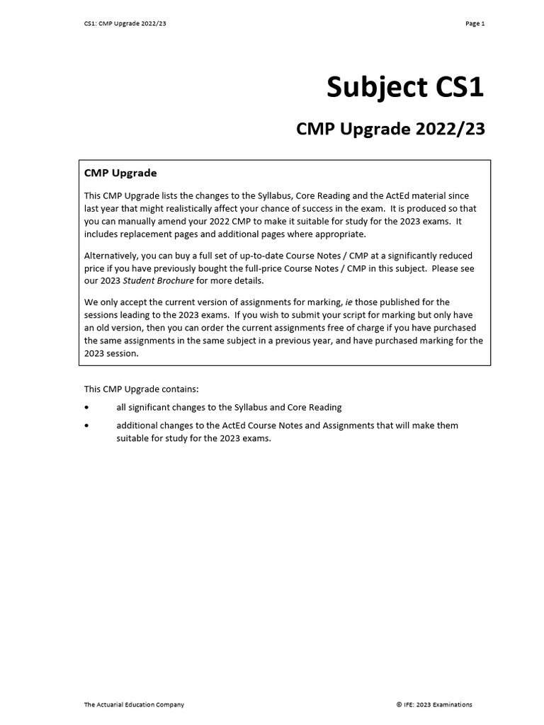 CS1 CMP Upgrade 2023 | PDF | P Value | Scientific Method