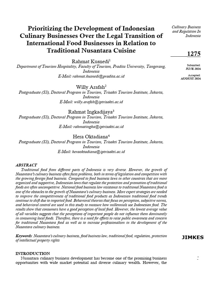 30 - JIMKES 2024 VOL 12 NO 4 - 2682 Kusnedi | PDF | Indonesia | Cuisine